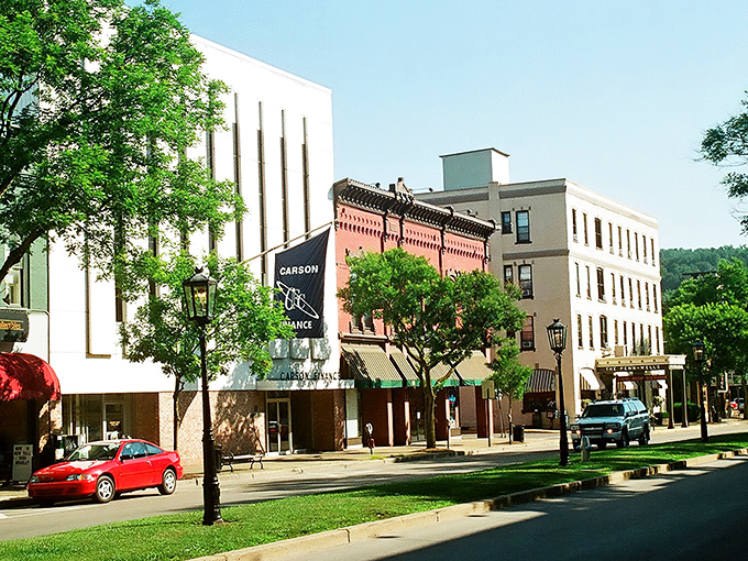 Wellsboro's Main Street feels like time travel with modern conveniences &ndash; gas lamps line a boulevard where American flags flutter and neighbors still wave hello.