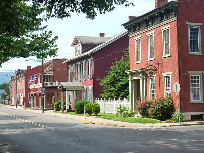 Jersey Shore's main street showcases classic small-town America with its historic church tower standing sentinel over brick buildings and tree-lined sidewalks.