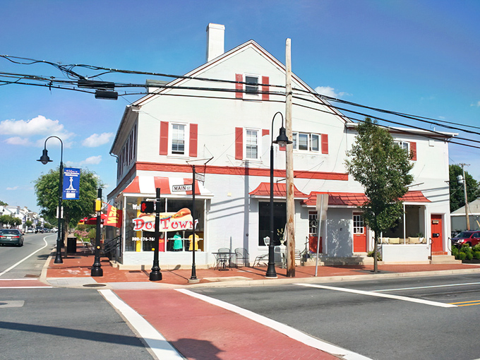 Main Street's historic buildings speak volumes about Middletown's past while housing its vibrant present. The red accents add that perfect touch of small-town charm.