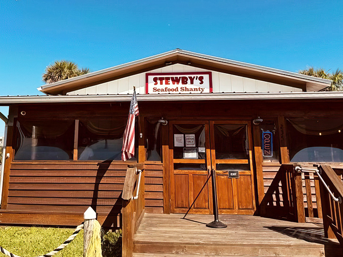 The wooden exterior of Stewby's Seafood Shanty promises no pretension—just the honest-to-goodness seafood treasures that await inside this Fort Walton Beach institution.