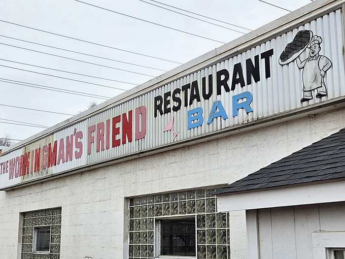 The unassuming exterior of The Workingman's Friend hides culinary treasures within—like finding a Picasso at a yard sale. Delicious secrets await behind that humble façade.