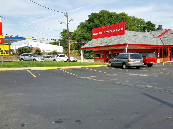 That bright red exterior isn't just eye-catching &ndash; it's a beacon calling all pie lovers home.
