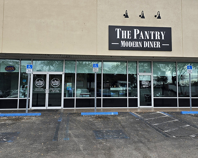 The Pantry Modern Diner sits quietly in its strip mall home, proving greatness doesn't need flashy facades.