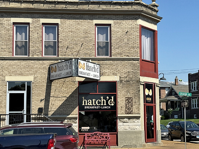 The corner brick building with its red accents practically winks at you &ndash; hatch'd STL stands ready to transform your morning from mundane to magnificent.