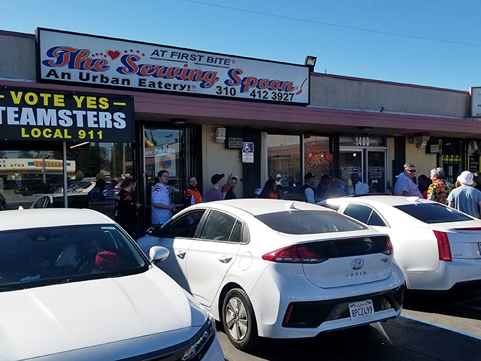The unassuming storefront promises Southern comfort in LA's backyard. Security gates by night, breakfast paradise by day.