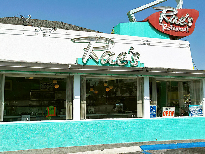 The mint-green facade and vintage neon sign of Rae's stands as a defiant time capsule in a city obsessed with the next big thing.