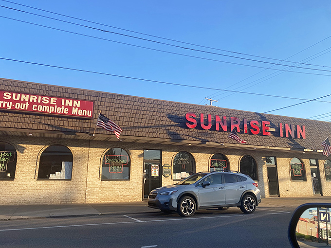 The classic brick exterior hides Warren's most delicious secret behind those cheerful neon signs.