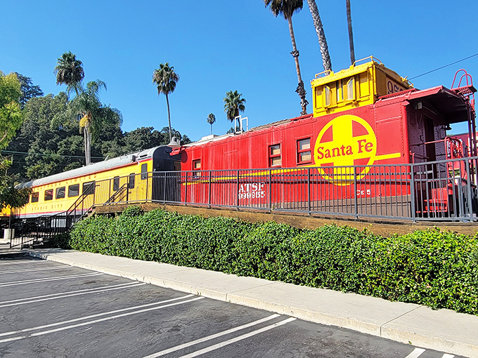 The bright yellow train car of Carney's stands out against the California sky like a beacon of burger hope on Ventura Boulevard.