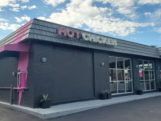That hot pink lightning bolt isn't just eye-catching&mdash;it's a warning shot to ordinary chicken joints everywhere. Prepare for flavor that electrifies!