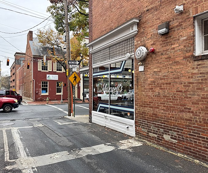 Maxwell's brick exterior blends perfectly into Frederick's historic charm, like a burger joint that's been there forever but somehow remains your delicious little secret.