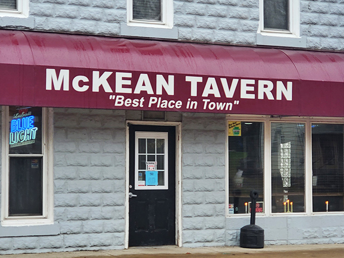 The unassuming exterior of McKean Tavern proves once again that the best culinary treasures often hide behind the most modest facades.