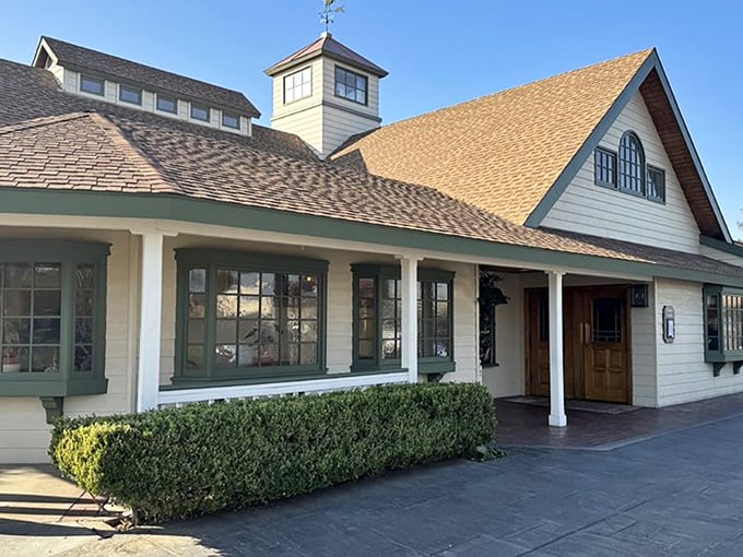 The unassuming exterior of Hodel's Country Dining stands like a beacon of comfort food hope in Bakersfield, promising culinary treasures within those wooden beams.
