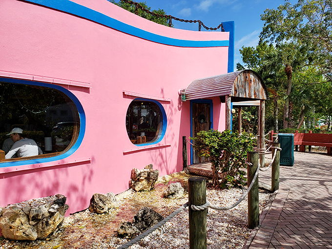 The flamingo-pink exterior isn't just eye-catching&mdash;it's a promise of the colorful culinary experience waiting inside this Sanibel Island gem.