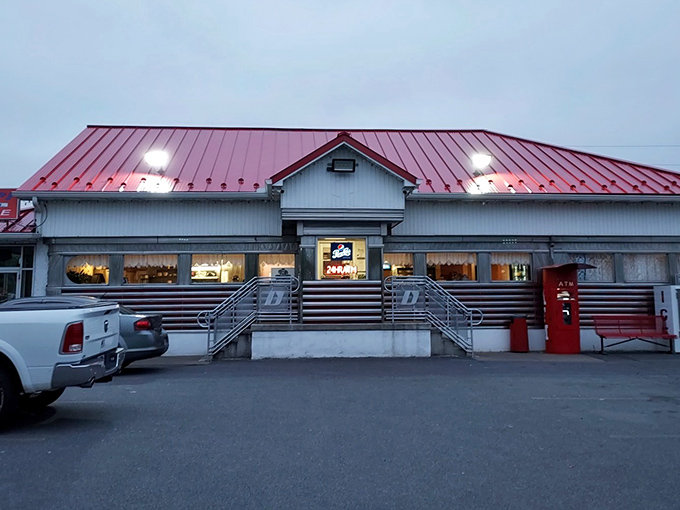The classic red-roofed diner stands like a time capsule in Plains, Pennsylvania &ndash; a beacon of breakfast hope for hungry travelers and locals alike.