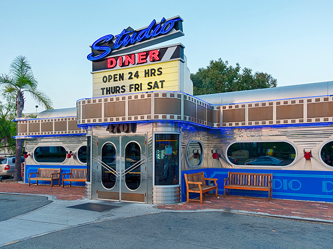 This gleaming silver time machine proves that sometimes the best dining adventures hide in plain sight. 