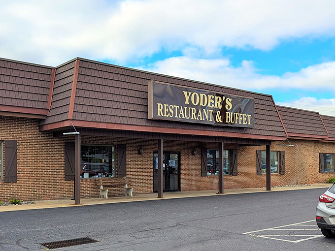 The unassuming exterior of Yoder's hides a culinary wonderland within. Like finding a treasure chest disguised as a shoebox.