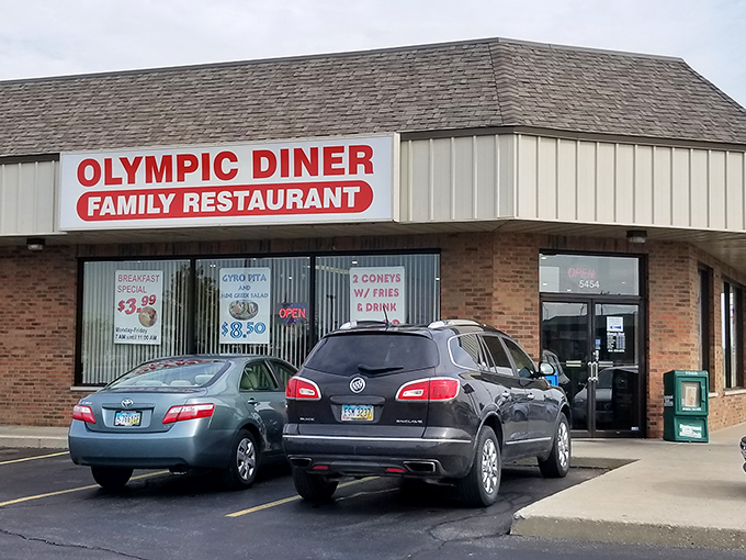 The unassuming exterior of Olympic Diner in Hilliard hides culinary treasures within. Like finding a Picasso at a yard sale, the surprise is half the fun.