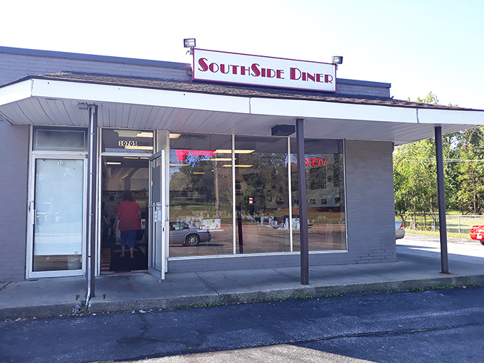The unassuming exterior of Southside Diner stands like a time capsule of American breakfast culture, promising honest food without pretension.