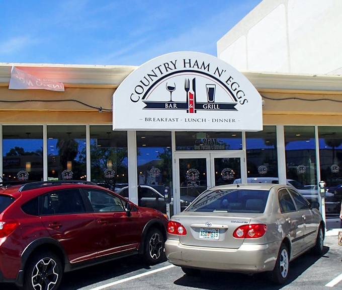The unassuming storefront hides culinary treasures within, like finding a Rolex in a cereal box. Classic diner magic awaits behind those doors.