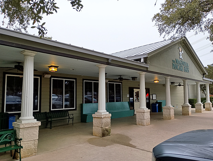 The welcoming facade of Magnolia Pancake Haus stands like a breakfast beacon in San Antonio, promising pancake perfection behind those doors.