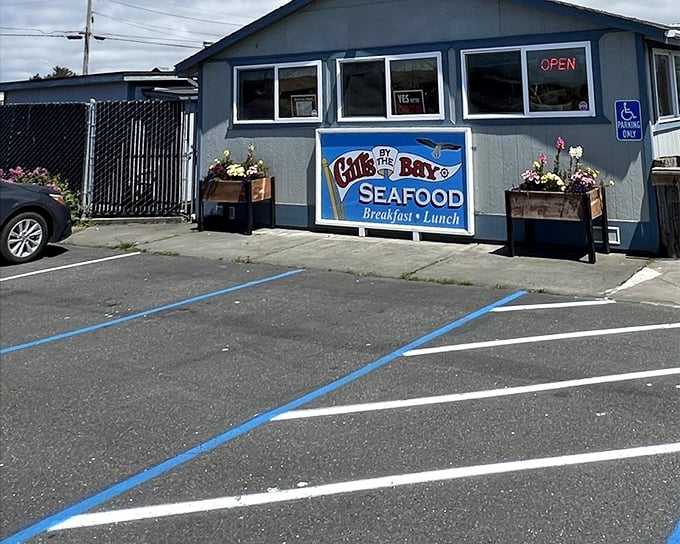 The unassuming blue exterior of Gill's By the Bay proves once again that culinary treasures often hide in plain sight along California's northern coast.
