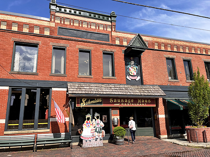 The brick facade of Schmidt's stands proudly in German Village, like a delicious time portal to Old World Bavaria right in Columbus.