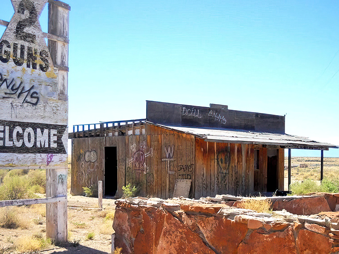 Welcome signs never looked so beautifully weathered &ndash; this desert greeting has stories etched in every crack.