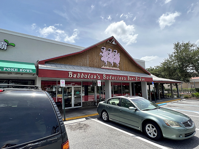 The iconic trio of pink pigs perched above Bubbalou's entrance isn't just cute &ndash; it's a beacon calling barbecue pilgrims home to Orlando's smoky paradise.