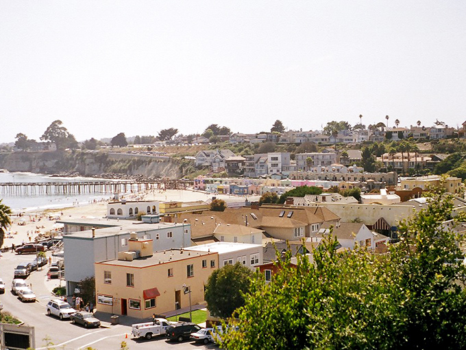 Capitola's iconic rainbow-colored Venetian Court cottages create a scene so perfect, it looks like someone cranked up the saturation slider on reality.
