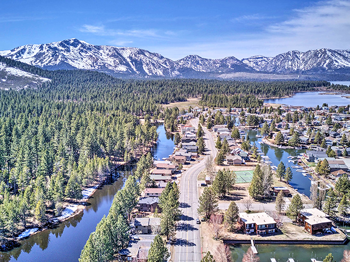 Downtown South Lake Tahoe blooms with carefully manicured greenery and pedestrian-friendly walkways, where nature and urban planning shake hands like old friends.