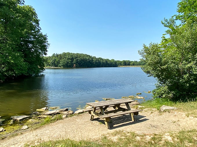 Mother Nature's infinity pool. Findley State Park's 93-acre lake mirrors the sky so perfectly, you'll wonder which way is up.