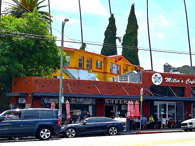 The brick-red exterior of Millie's Cafe stands proudly on a Silver Lake street, a beacon of breakfast hope for hungry Angelenos.