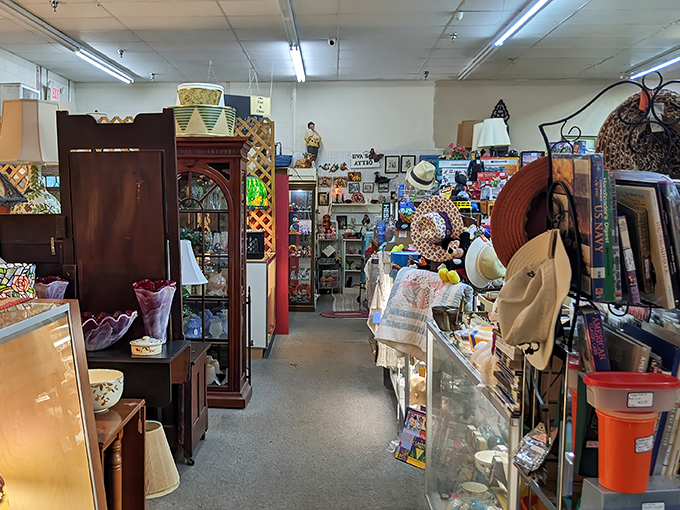 Narrow pathways lead to endless possibilities. Every aisle at Village Antique Mall promises treasures waiting to be discovered by the patient explorer.