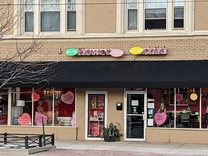 The colorful storefront beckons like a time machine disguised as a retail shop. Those pastel signs aren't just decoration&mdash;they're portals to decades past.