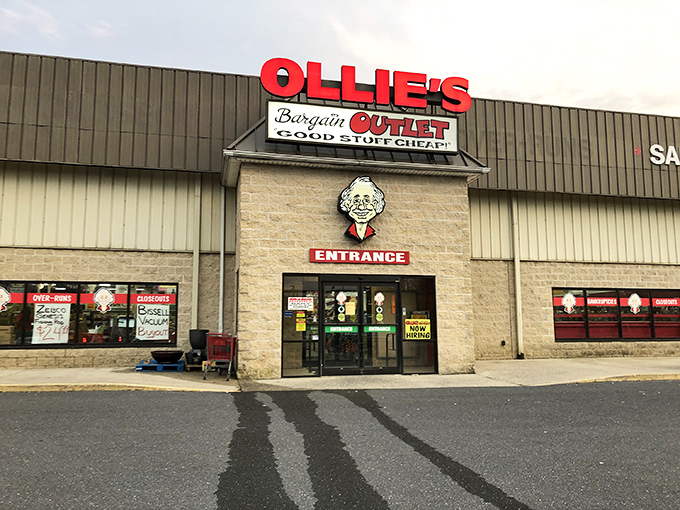 The iconic red and white Ollie's sign beckons bargain hunters like a retail lighthouse guiding ships to shore. Good stuff cheap, indeed!