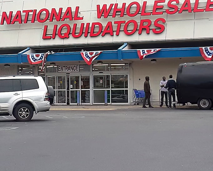 The retail promised land awaits behind those sliding doors. Your wallet will thank you while your car trunk protests.