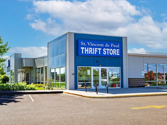 The blue beacon of bargain hunting stands proud in Madison, beckoning treasure seekers with its clean lines and promise of discoveries within.