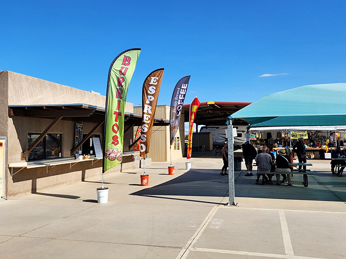 Treasure hunters paradise! The covered walkways of Arizona Market Place offer shade and endless possibilities for those willing to explore every colorful corner.