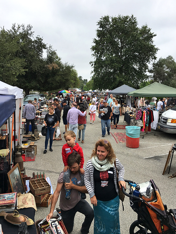 A treasure hunter's paradise stretches before you under the California sun, white tents beckoning with promises of vintage finds and unexpected discoveries.