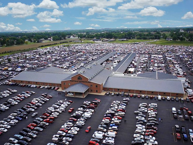 The brick facade of Hartville MarketPlace stands like a cathedral of commerce under Ohio skies, promising treasures within for the patient explorer. 