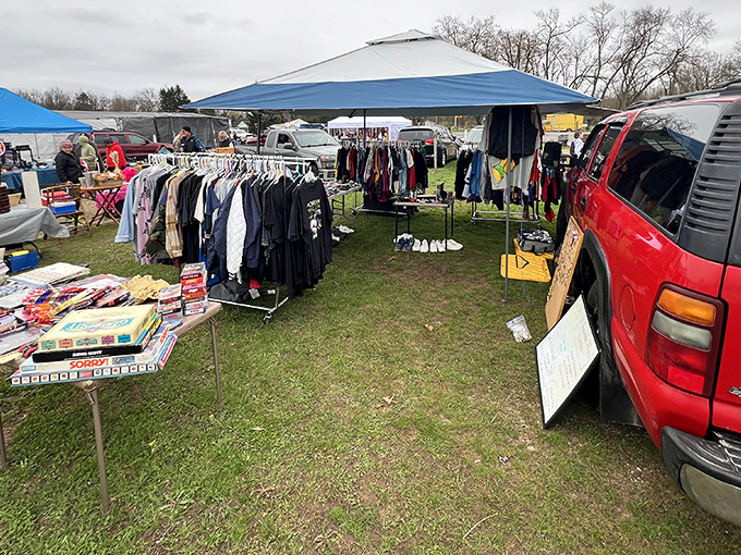 The treasure hunter's paradise stretches before you under clear Michigan skies, where one person's castoffs become another's prized possessions.