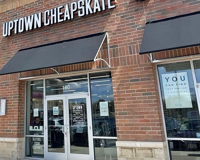 The unassuming brick exterior hides a fashion treasure trove within, like finding a speakeasy for your wardrobe instead of your whiskey.