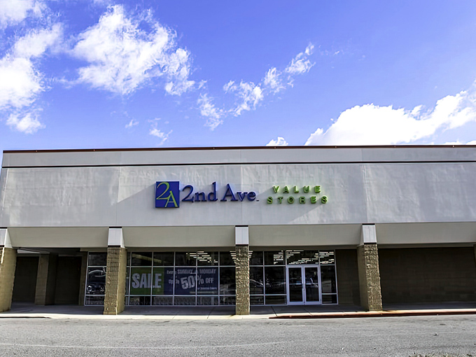 The unassuming exterior of 2nd Ave Thrift Superstore belies the treasure trove within. Like a Vegas casino, there are no windows to distract you from the mission ahead.
