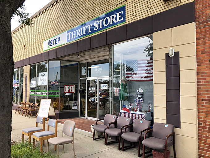 The unassuming brick facade of STEP Thrift Store belies the wonderland of secondhand treasures waiting inside. Bargain hunters, your mothership has landed.