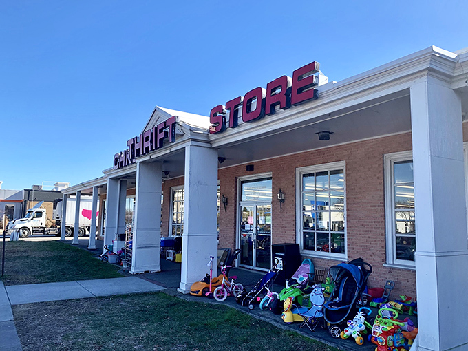 The brick facade with bold red lettering isn't just a storefront&mdash;it's the gateway to Virginia Beach's most magical treasure hunt. Your wallet will thank you.