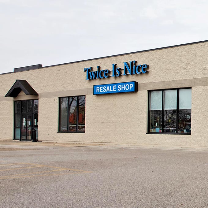 The unassuming exterior of Twice Is Nice hides a treasure trove within, like finding the wardrobe to Narnia in someone's garage sale.