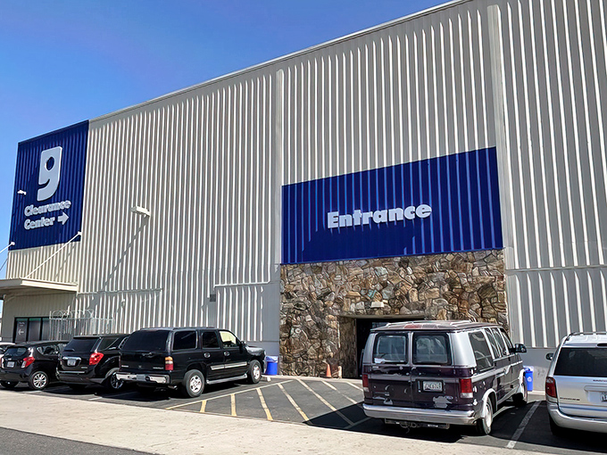 The unassuming exterior of bargain-hunting paradise. Behind these walls, everyday treasures await those brave enough to dig.