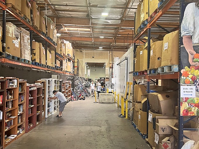 Behind the scenes at Mercy Warehouse: where donations transform into treasures before reaching the meticulously organized shopping floor.
