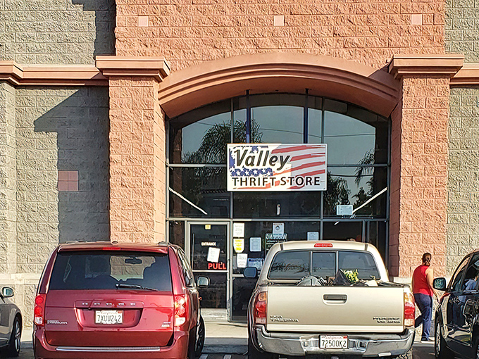 The unassuming facade of Valley Thrift Store in Escondido hides a universe of treasures waiting to be discovered inside.