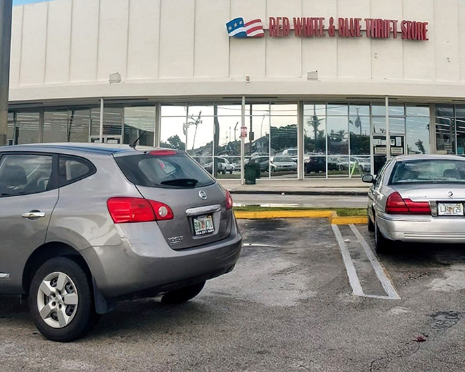 The patriotic fa&ccedil;ade promises affordable adventures within &ndash; America's consumer history gathered under one roof, waiting for new homes.